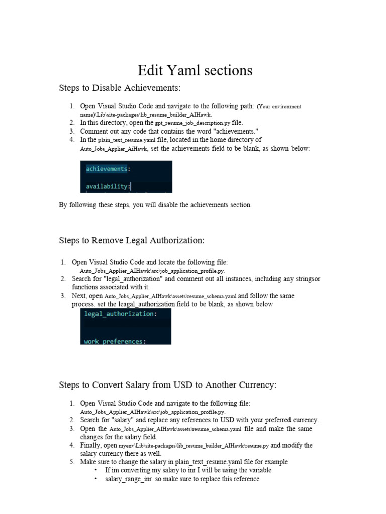 Guide Yaml Sections | PDF