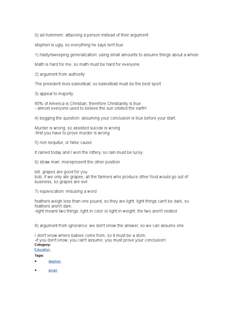 Common Logical Fallacies Explained | PDF