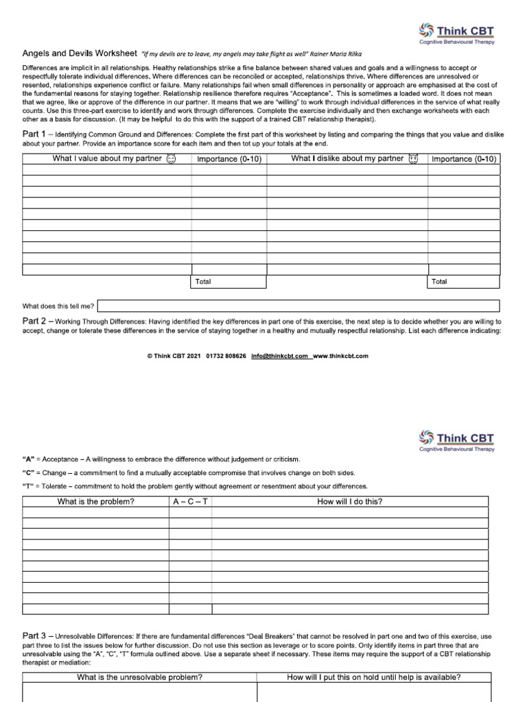 Angels and Devils Worksheet | PDF