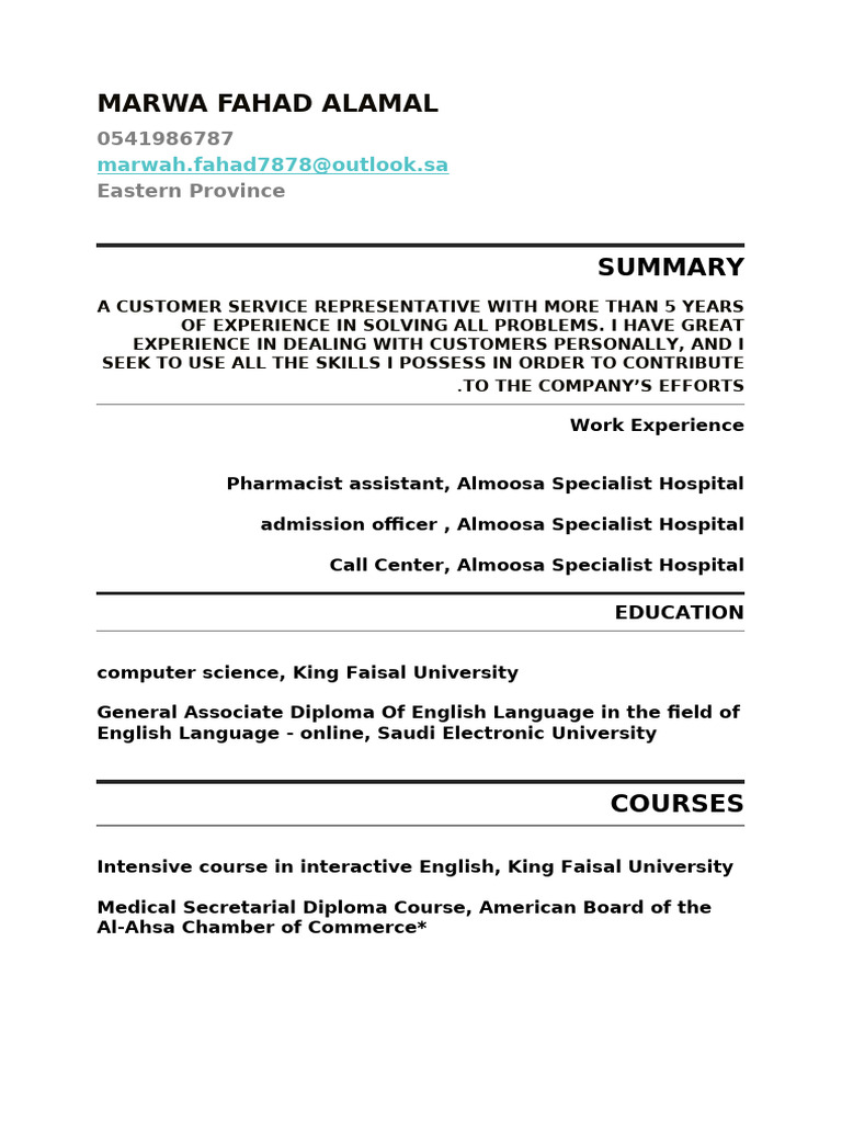 CV Marwa F Alamal | PDF