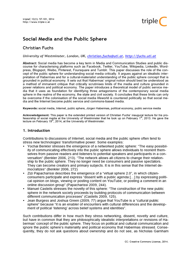 Social Media's Public Sphere Dynamics | PDF | Public Sphere | Social Media