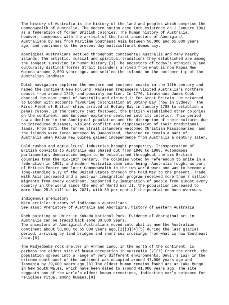 History of Australia | PDF | Australia | Australia (Continent)