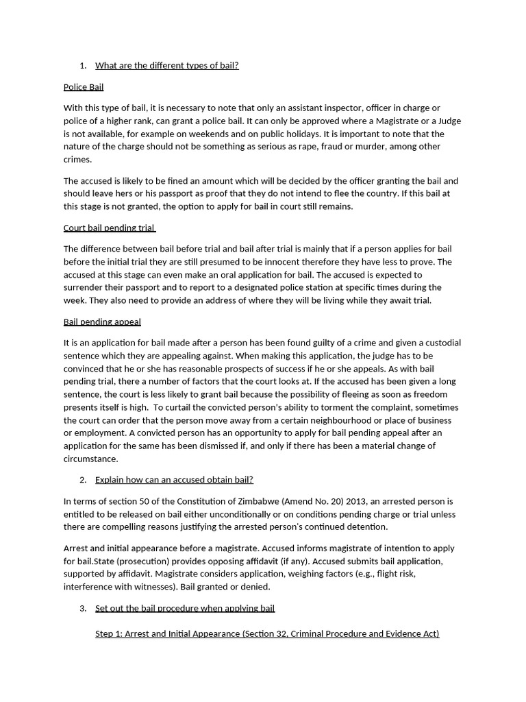 Bail Assignment Contribution RC | PDF | Bail | Criminal Procedure In ...