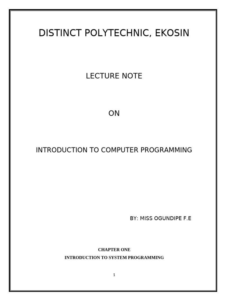 Introduction To Programming Handout | PDF | Operating System | Assembly Language
