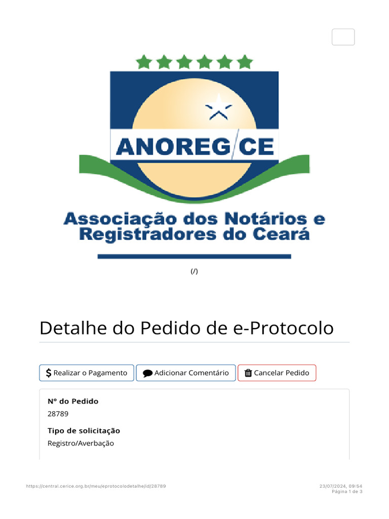 Central Eletrônica de Registros Imobiliários do Ceará (CERICE) | PDF
