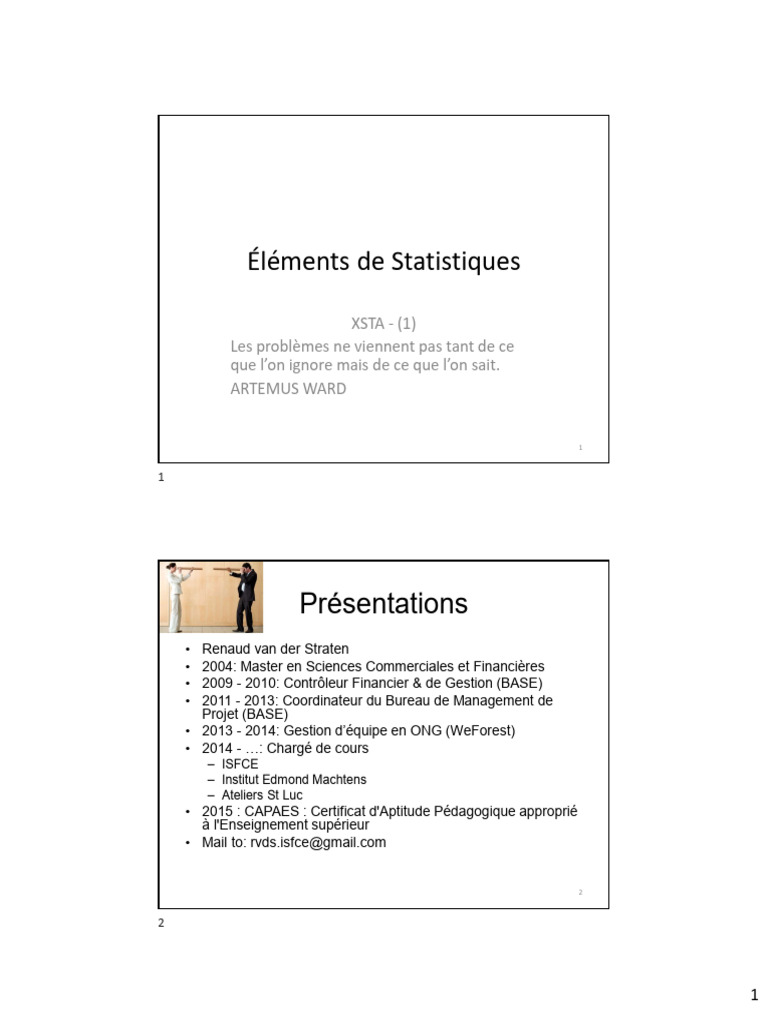 Cours de Statistiques à l'ISFCE | PDF | Statistiques