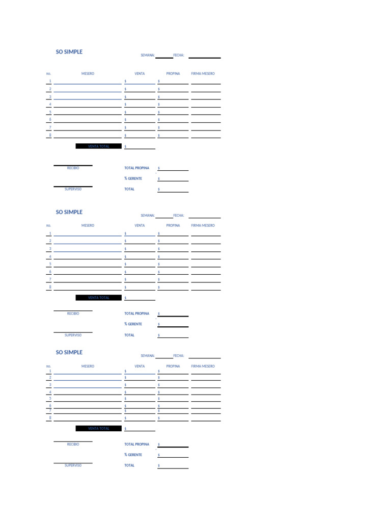 Propinas Meseros | PDF