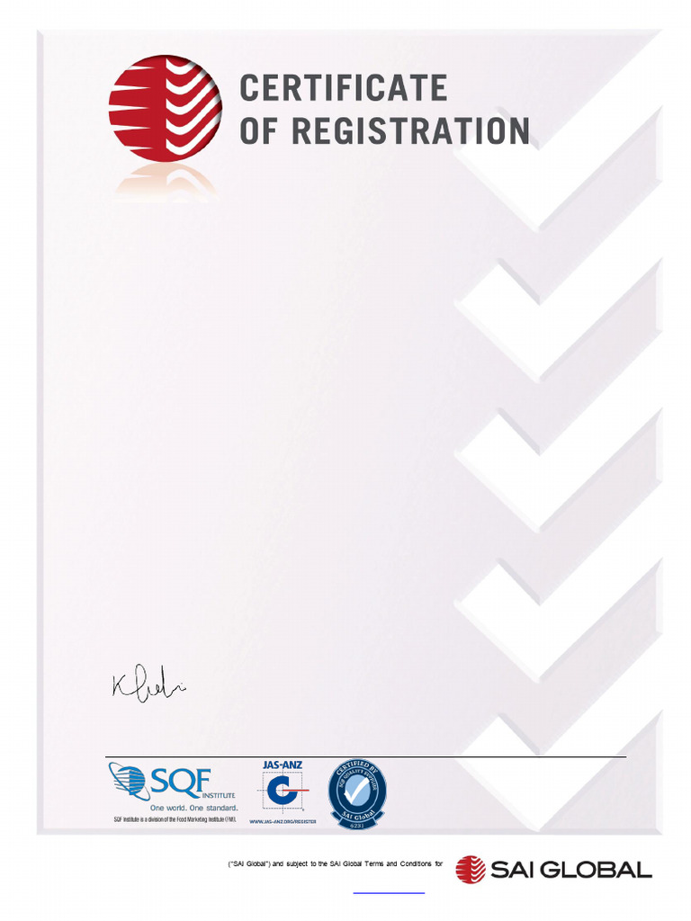 TGD Cuts LLC SQF Certification Details | PDF