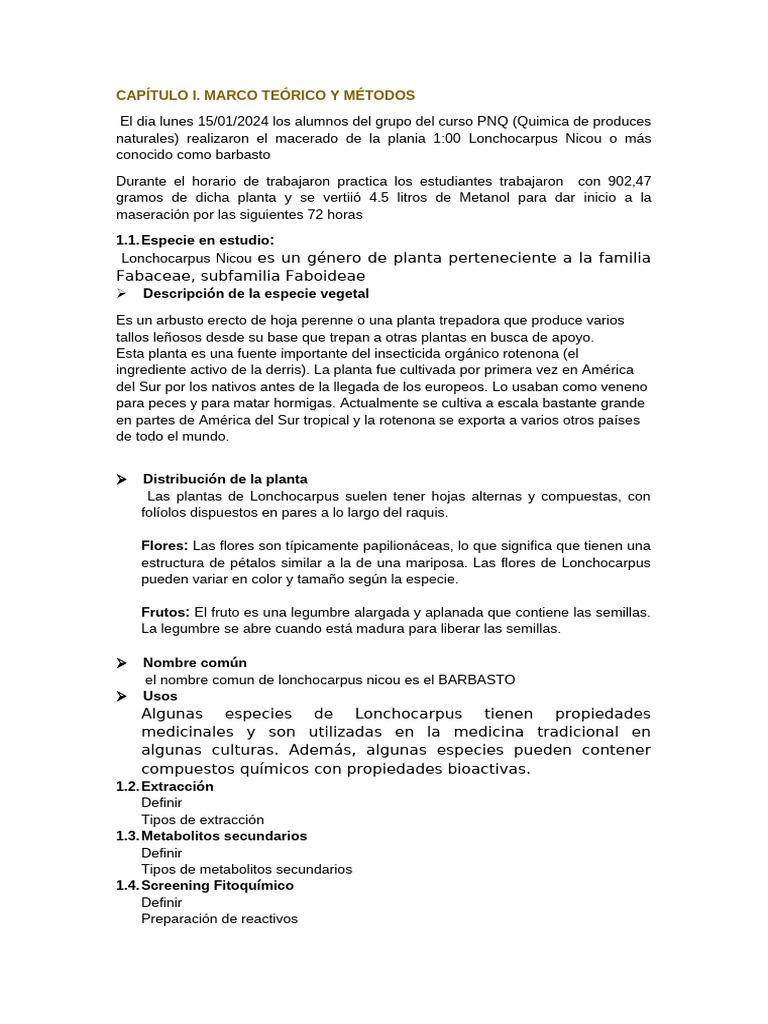 CAPÍTULO I Barbasco | PDF