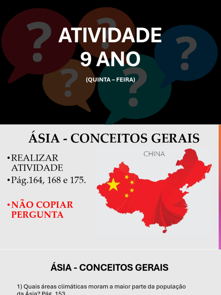 Atividades sobre a População da Ásia 9º Ano | PDF