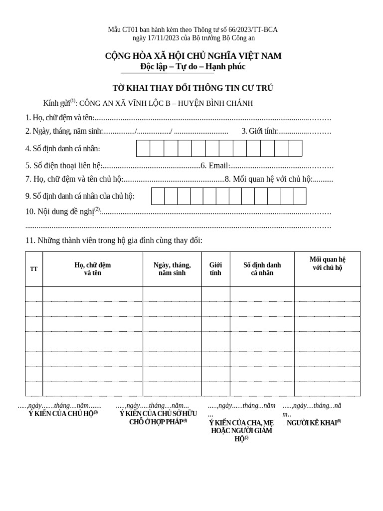 Mẫu CT01 MỚI | PDF