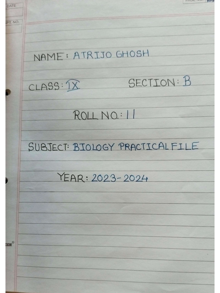 Biology Practical Class 9 (Ma'Am Rituparna) | PDF