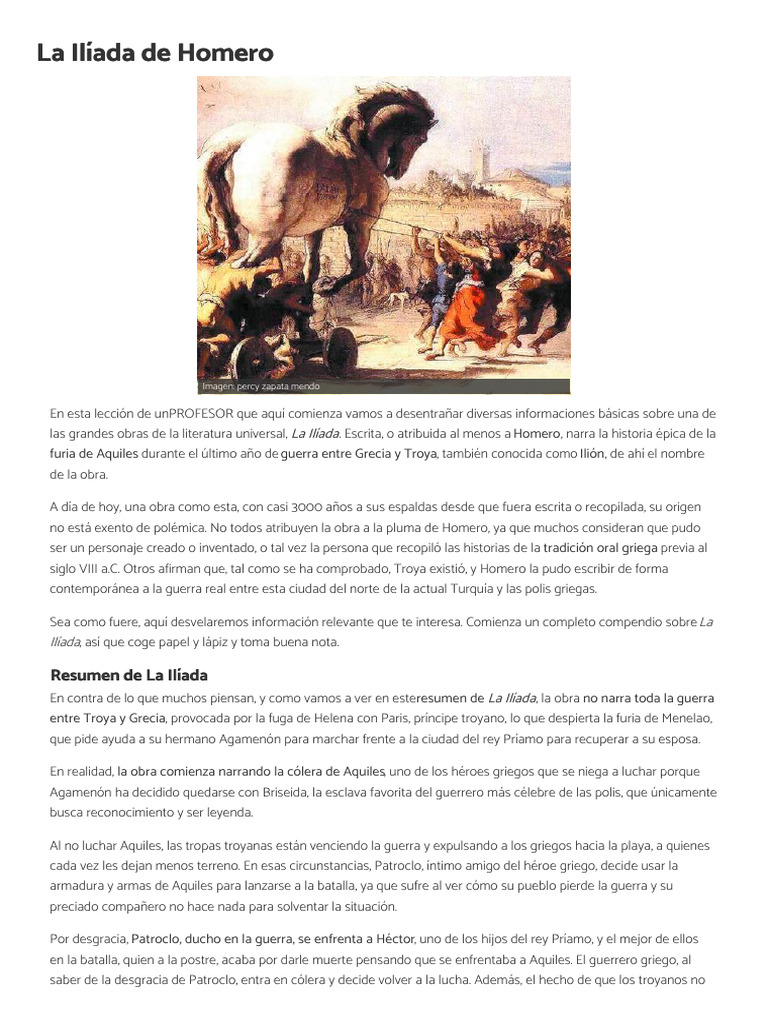 La Ilíada de Homero | PDF | Ilíada | Aquiles