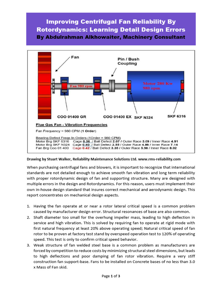 Improving Centrifugal Fan Reliability by Rotordynamics Learning Detail Design Errors | PDF ...