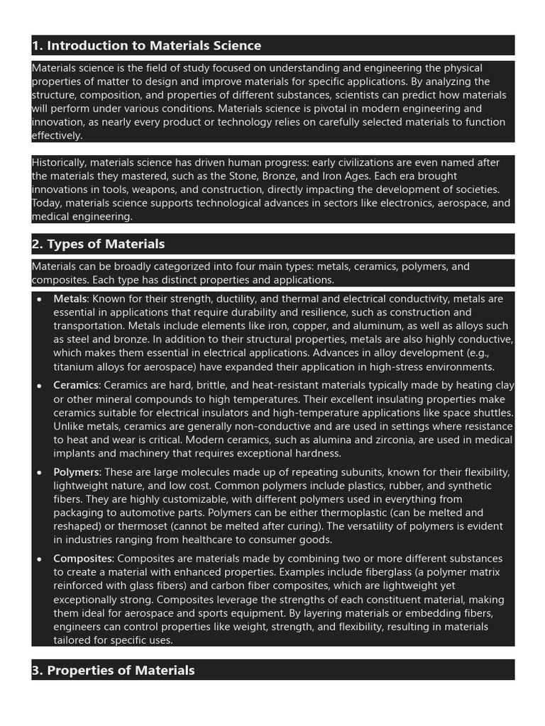 Overview of Materials Science and Properties | PDF | Materials Science ...