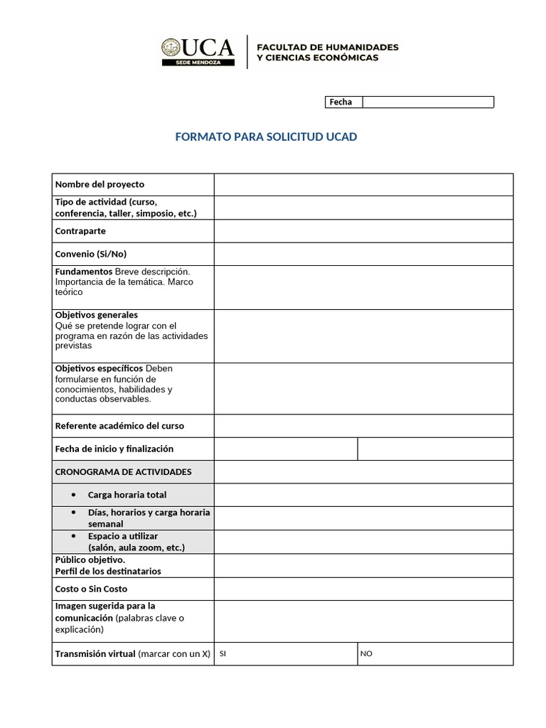 Formulario para Solicitud Ucad | PDF | Documento de identidad