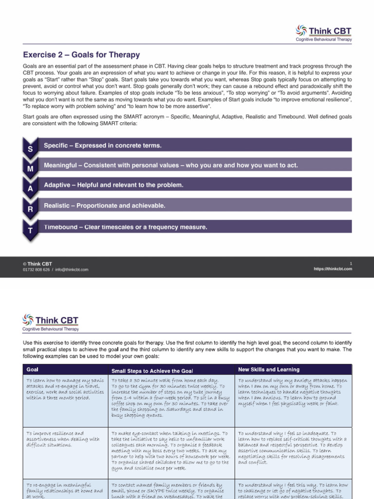 Exercise 2 - Goals For Therapy | PDF
