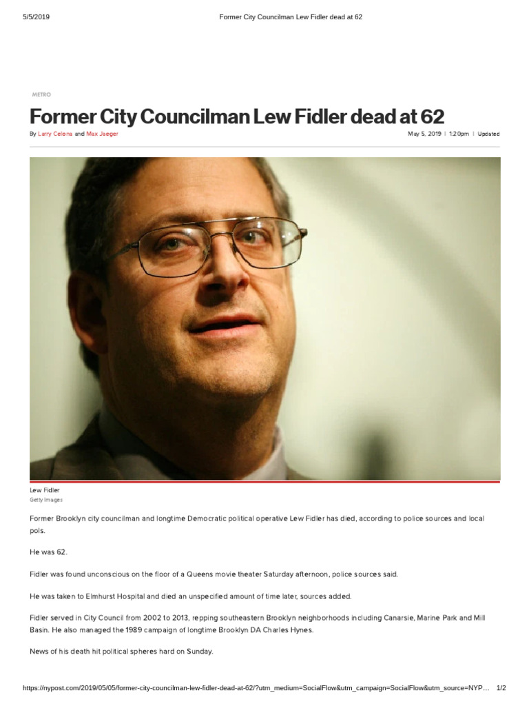 Lew Fidler, Former Councilman, Dies at 62 | PDF