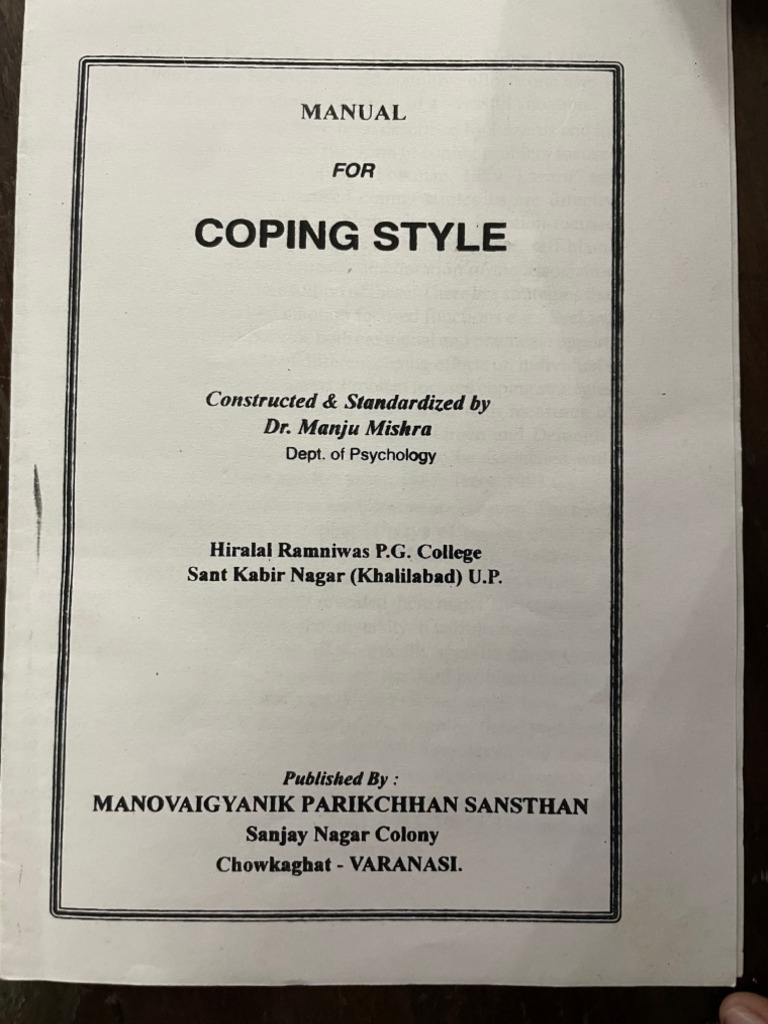 Manual For Coping Style | PDF | Psychology | Cognition