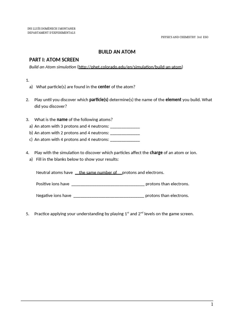 7_ Build An Atom | PDF | Atoms | Isotope