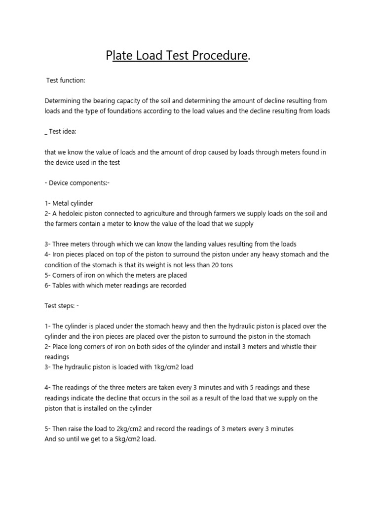 Plate Load Test Procedure. | PDF