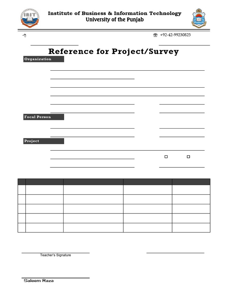 Project Survey Reference Template | PDF