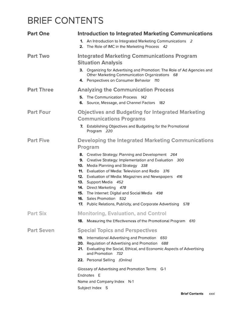 Advertising and Promotion - Table of Contents | PDF