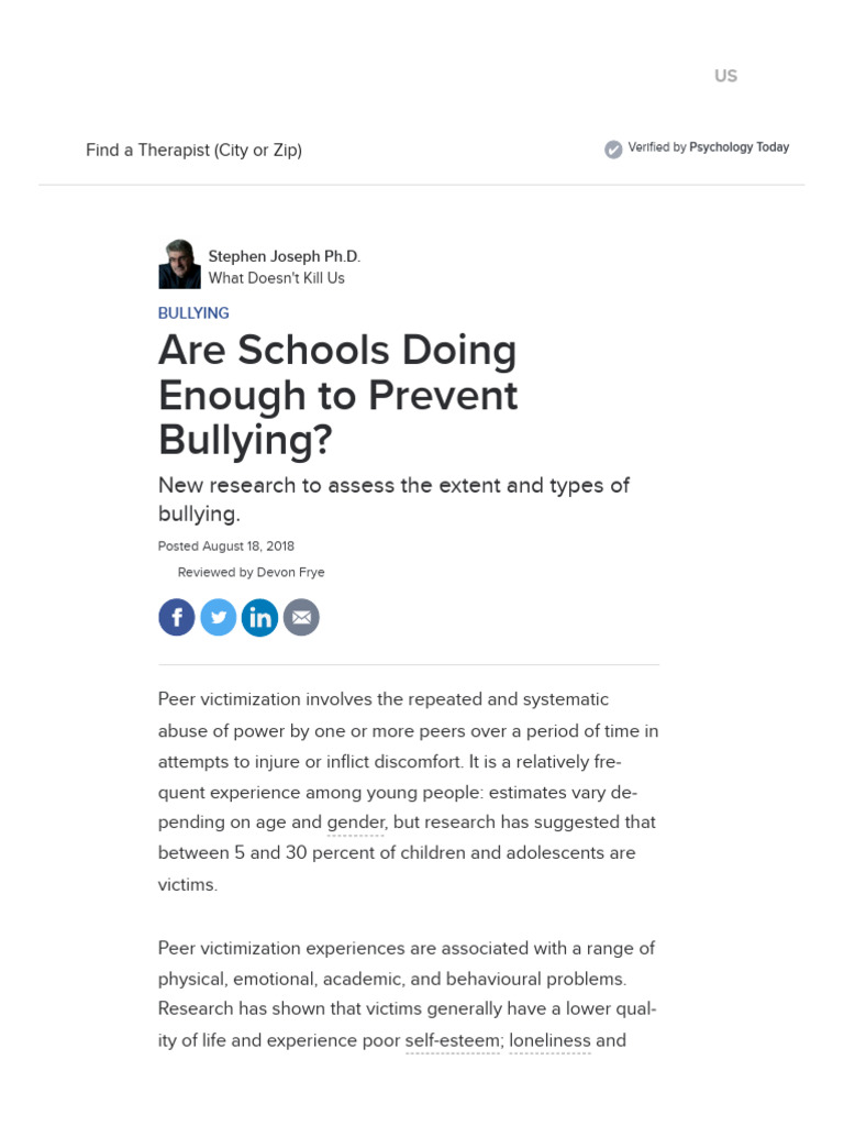 School Bullying Prevention Analysis | PDF | Bullying | Social Psychology