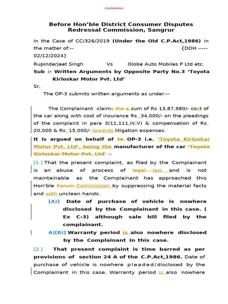 Rupinderjeet Singh - Written Argument - Revised | PDF | Common Law