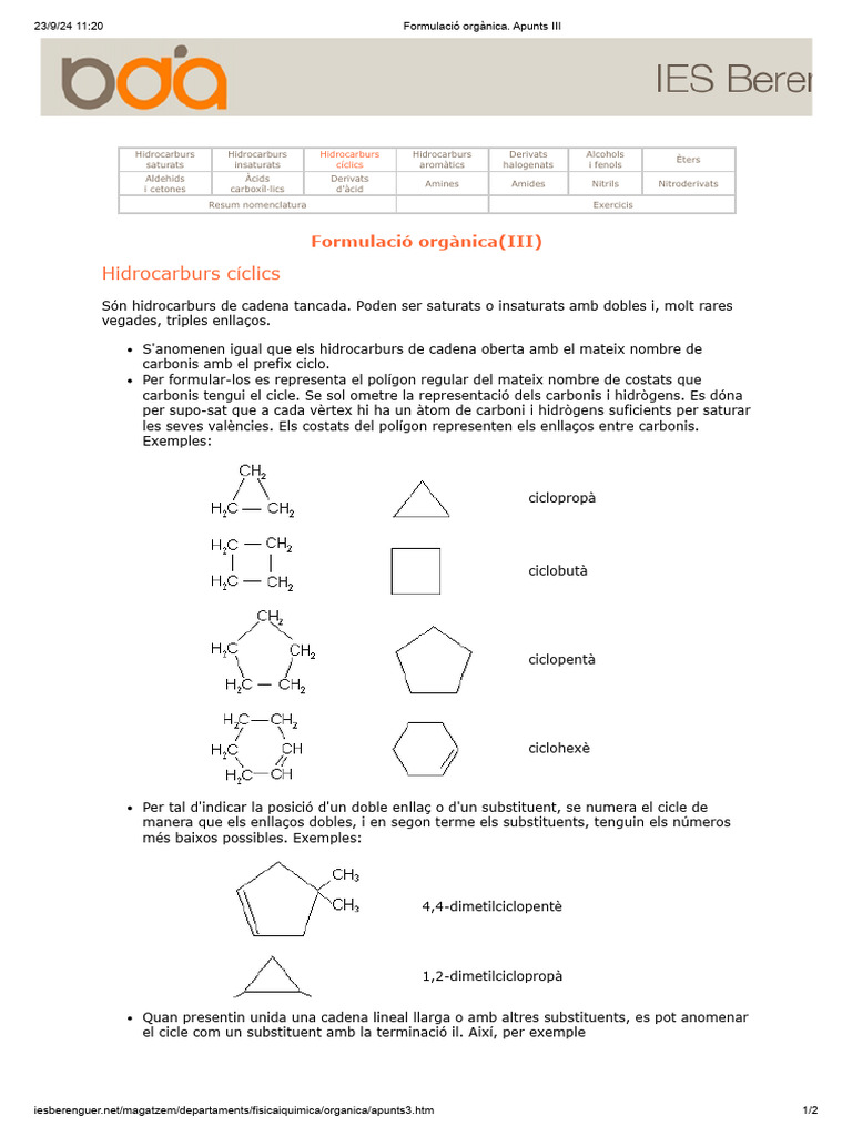 Formulació Orgànica. Apunts III | PDF