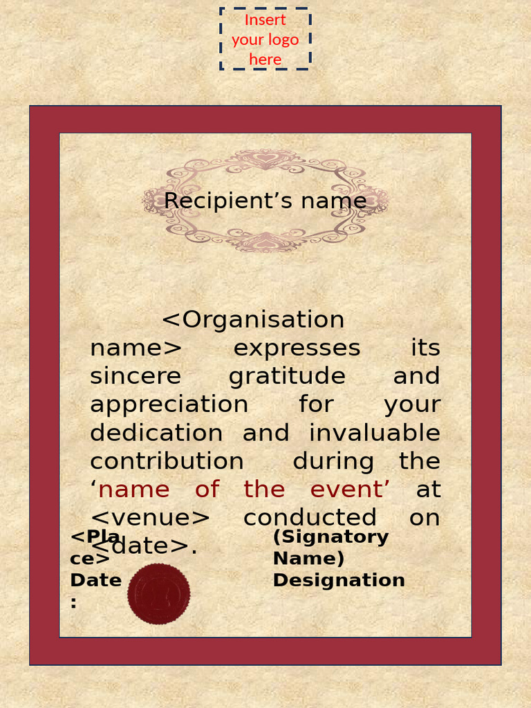 Sample Appreciation Certificate | PDF