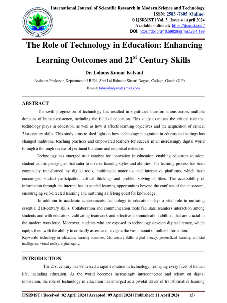 Role of Technology in Modern Education | PDF | Educational Technology ...