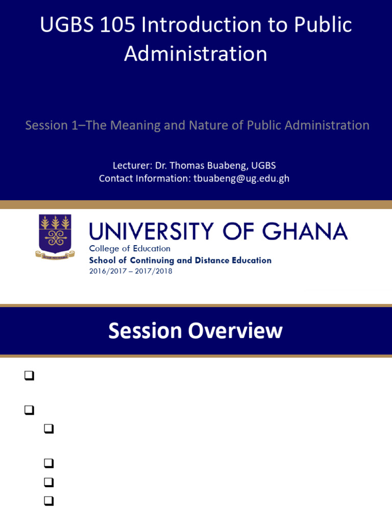 UGBS 105 Session 1 | PDF | Public Administration | Policy