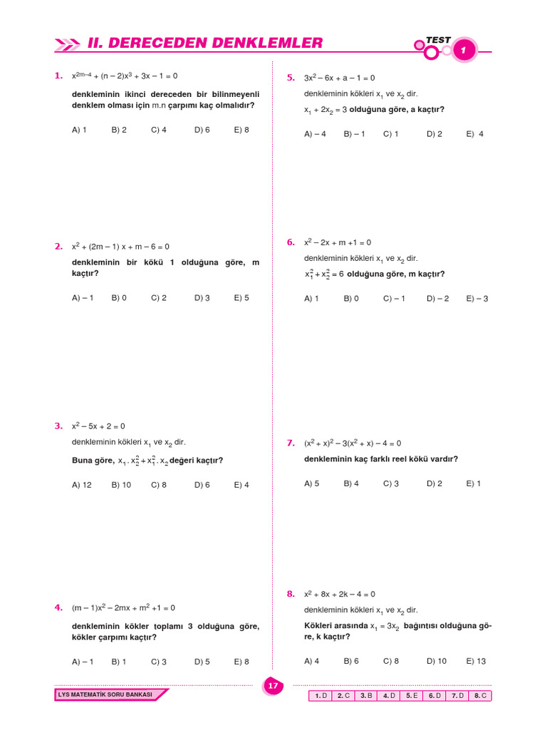 Dereceden Denklemler | PDF