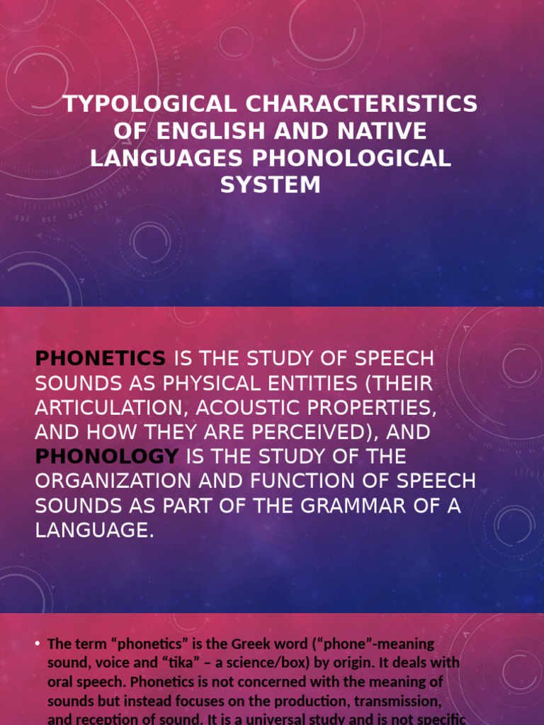 Typological Characteristics of English and Native Languages ...