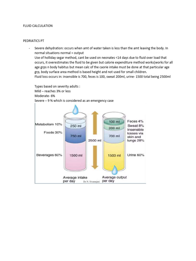 Fluid Calculation | PDF | Wellness