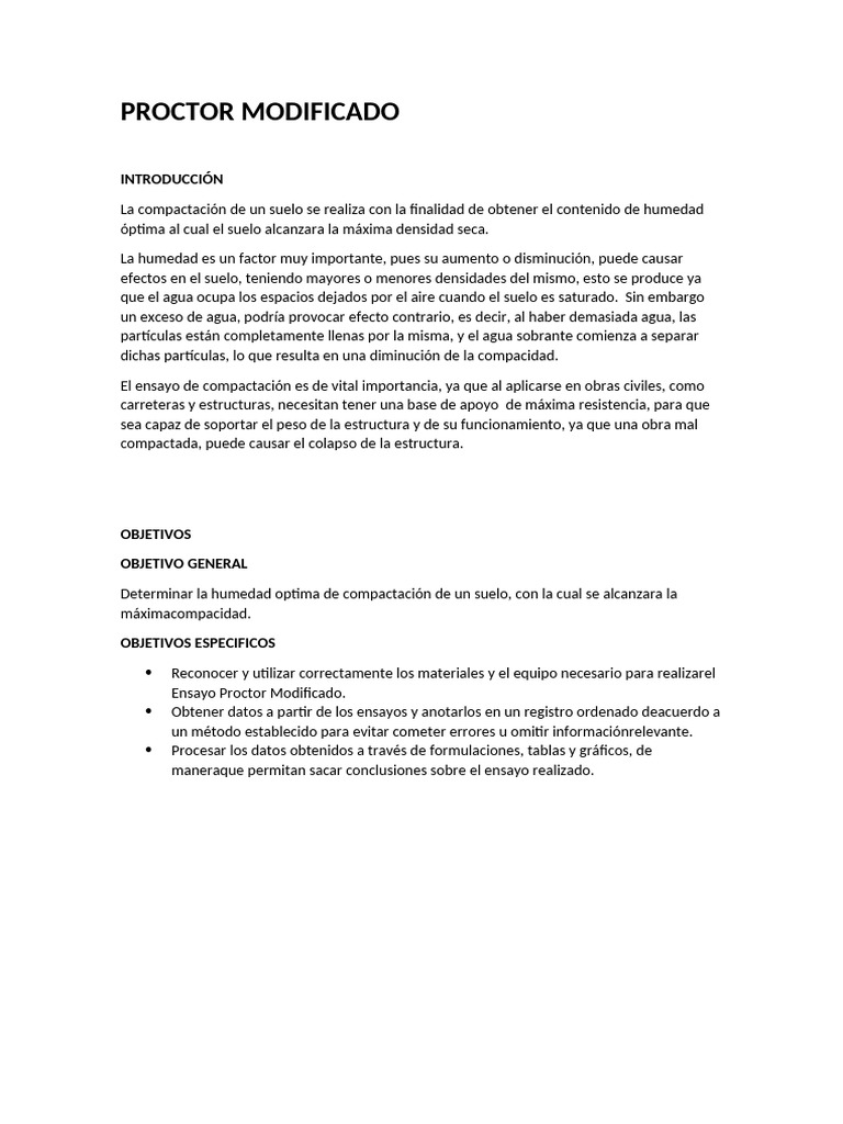 1 y 2 Proctor Modificado | PDF