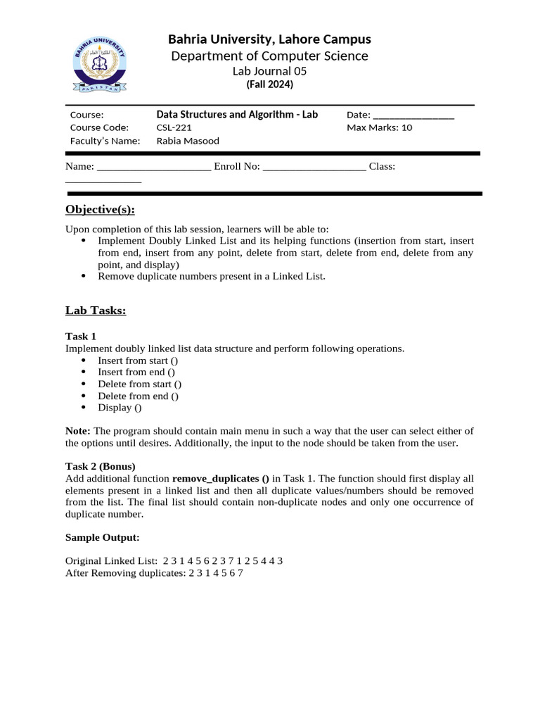 Doubly Linked List | PDF | Teaching Methods & Materials | Technology & Engineering
