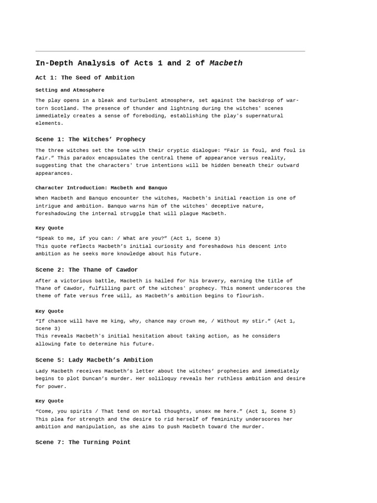 Macbeth Notes | PDF | Macbeth