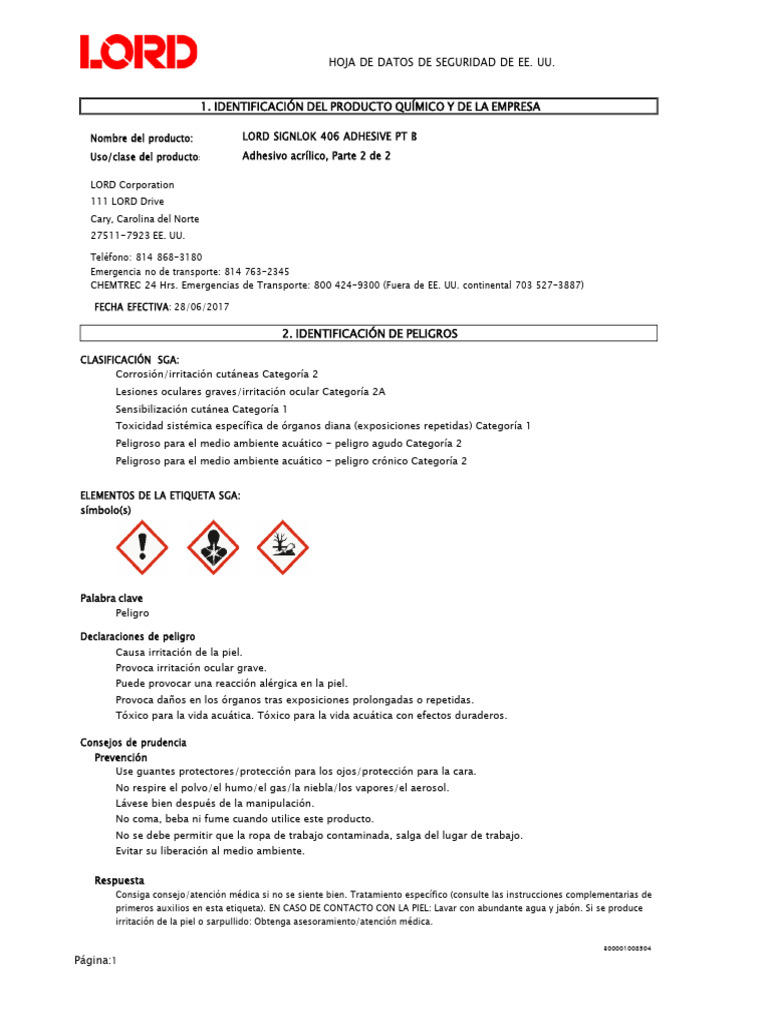 2.5. Lord Signlok 406 Adhesivo Acr - Lico Parte 2 | PDF | Agua ...