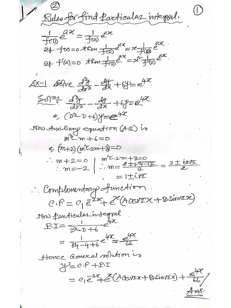 Rules For Finding Particular Integral | PDF