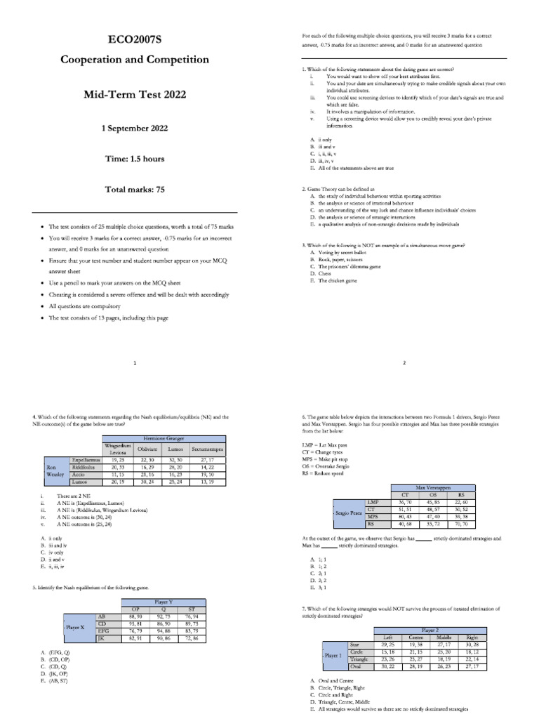 2022 Eco2007s Test 1 | PDF