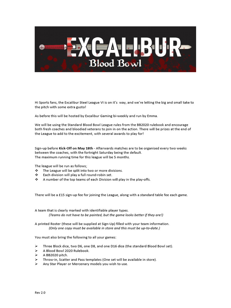 Excalibur Steel League VI Overview | PDF | Sports | Gaming