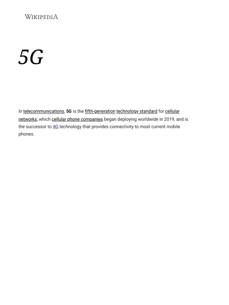 5G - Wikipedia | PDF | 4 G | Extremely High Frequency