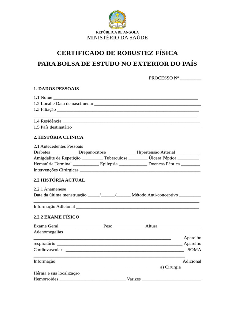 Certificado de Robustez Física Angola | PDF | Bem-estar
