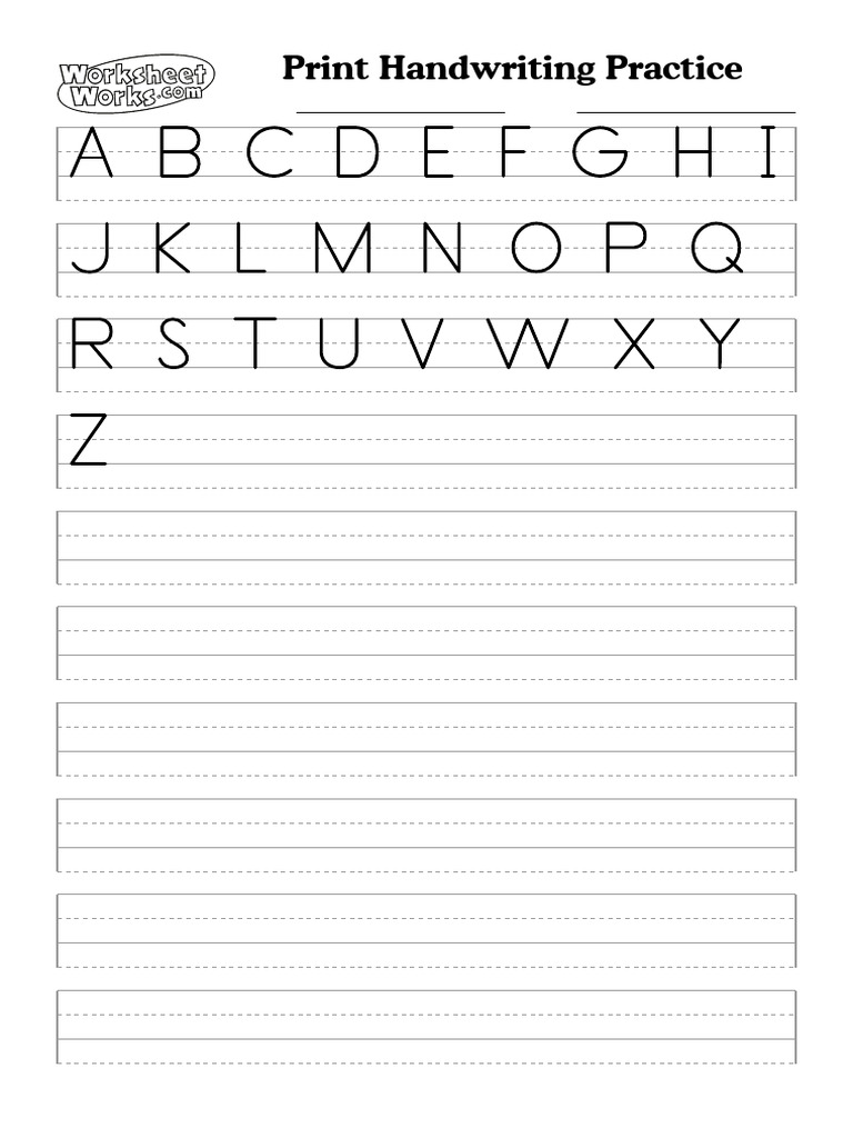 WorksheetWorks Print Handwriting Practice 1 | PDF