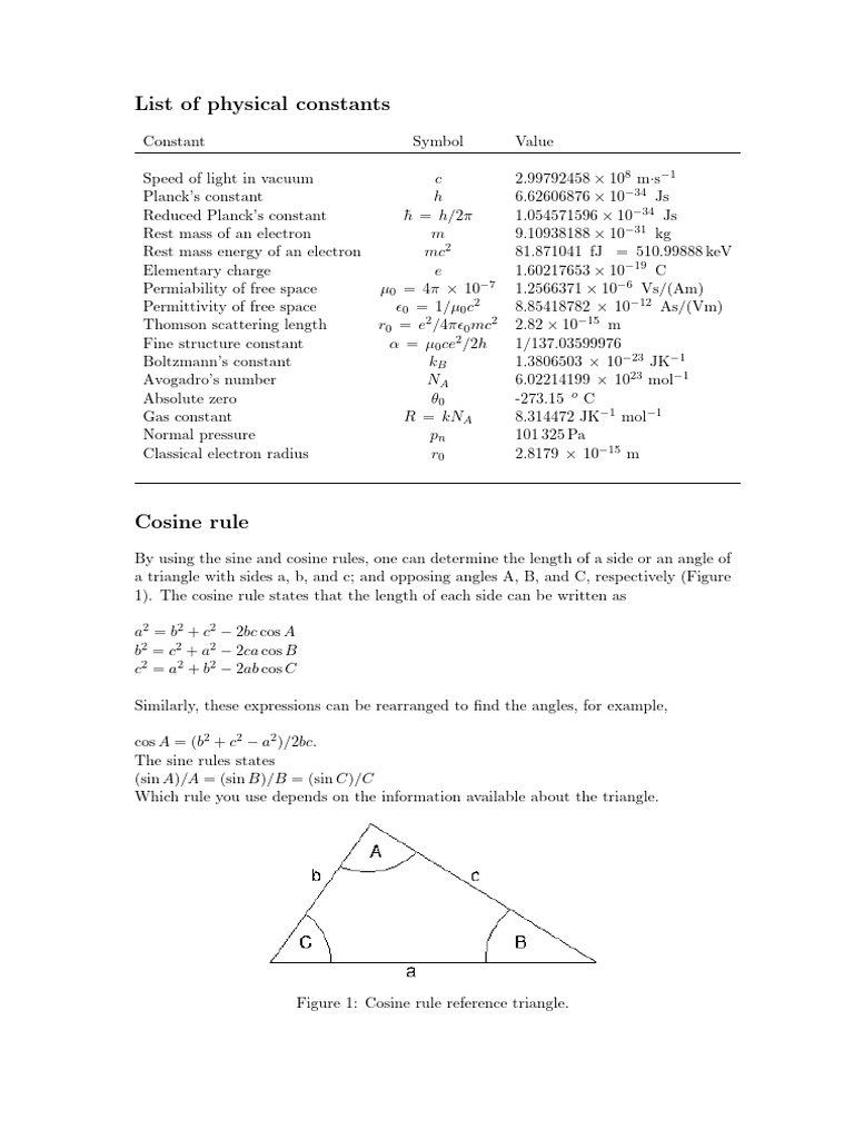 Constants | PDF | Science & Mathematics