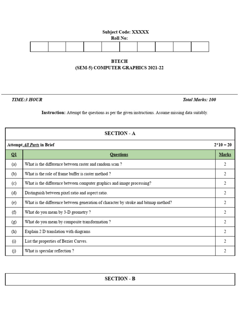 Computer Graphics Question Paper 21 22 | PDF | Computer Graphics ... Computer Graphics Question Paper 21 22 | PDF | Computer Graphics ...