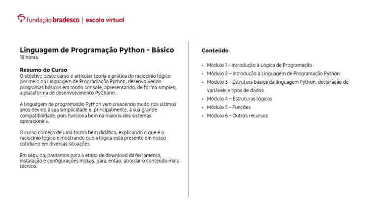 Descritivo Linguagem de Programacao Python | PDF | Carreira e Crescimento | Negócios
