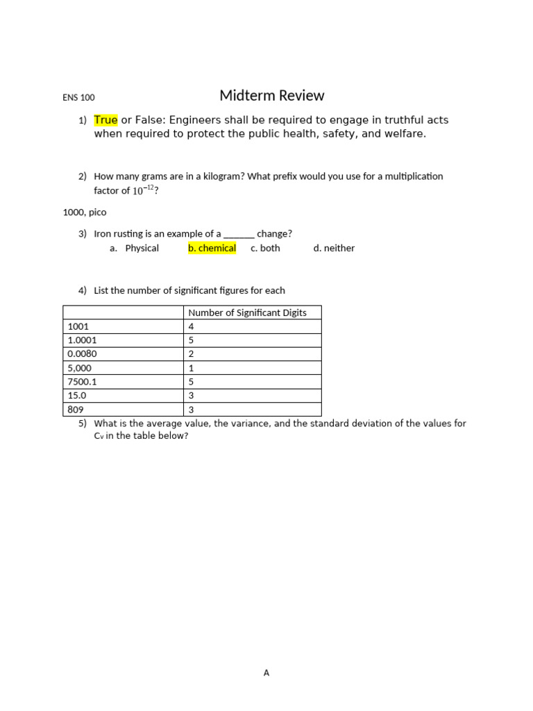 ENS 100 Midterm Review Fall 24 - AK | PDF | Teaching Methods ...